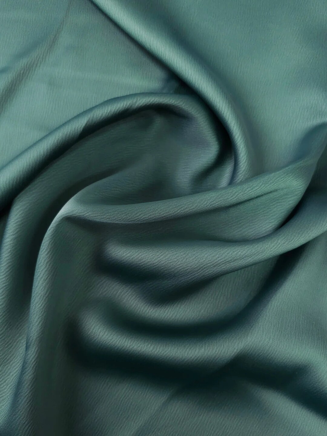 Bottle Green Matte Crinkle Texture Satin Fabric 59 per Meter Sateen Dressmaking Ethically ...