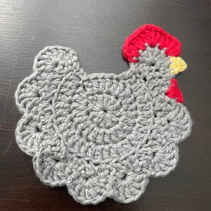 Set of 4 Chicken Crochet Coaster, Handmade Coaster, Animal Coaster - Etsy