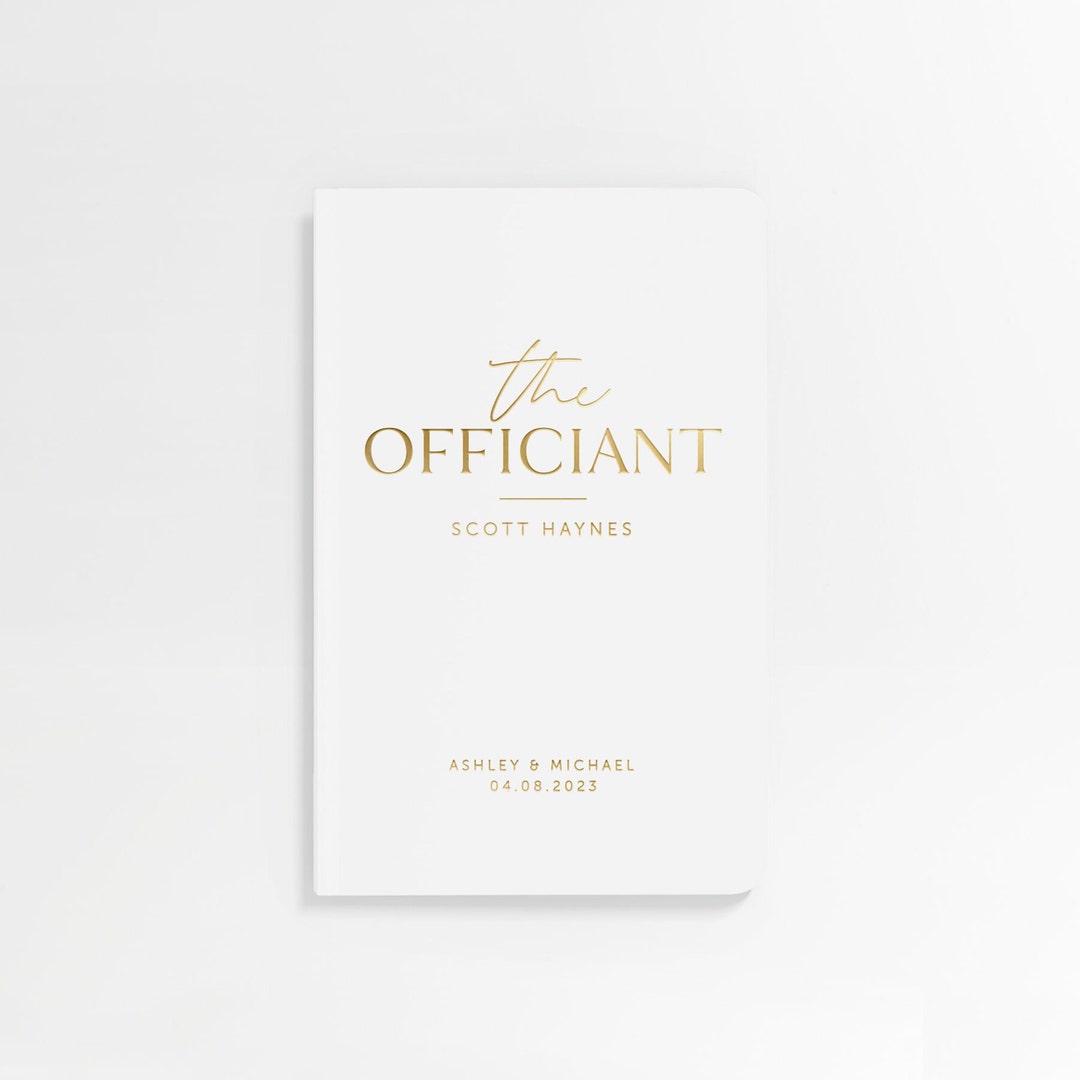 White Officiant Book, Officiant Gift, Personalized Officiant Book ...