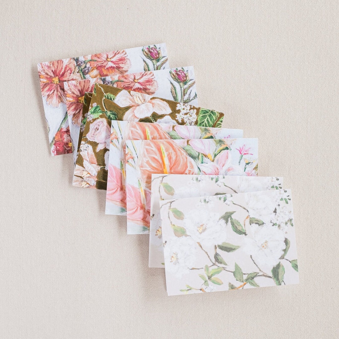 Thank You Card, Mini Note Cards, Stationery Set, Floral Note Cards ...