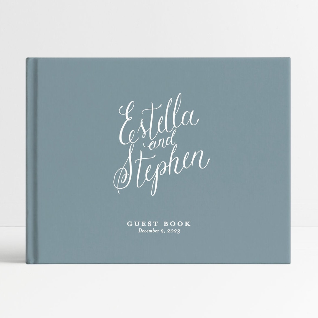Dusty Blue Wedding Guest Book, Wedding Guestbook, Guest Sign In ...