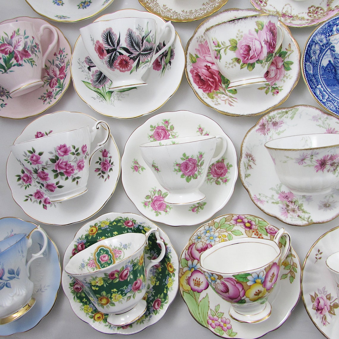 20 Tea Cups and Saucers Vintage Cups and Saucers Teacups and - Etsy