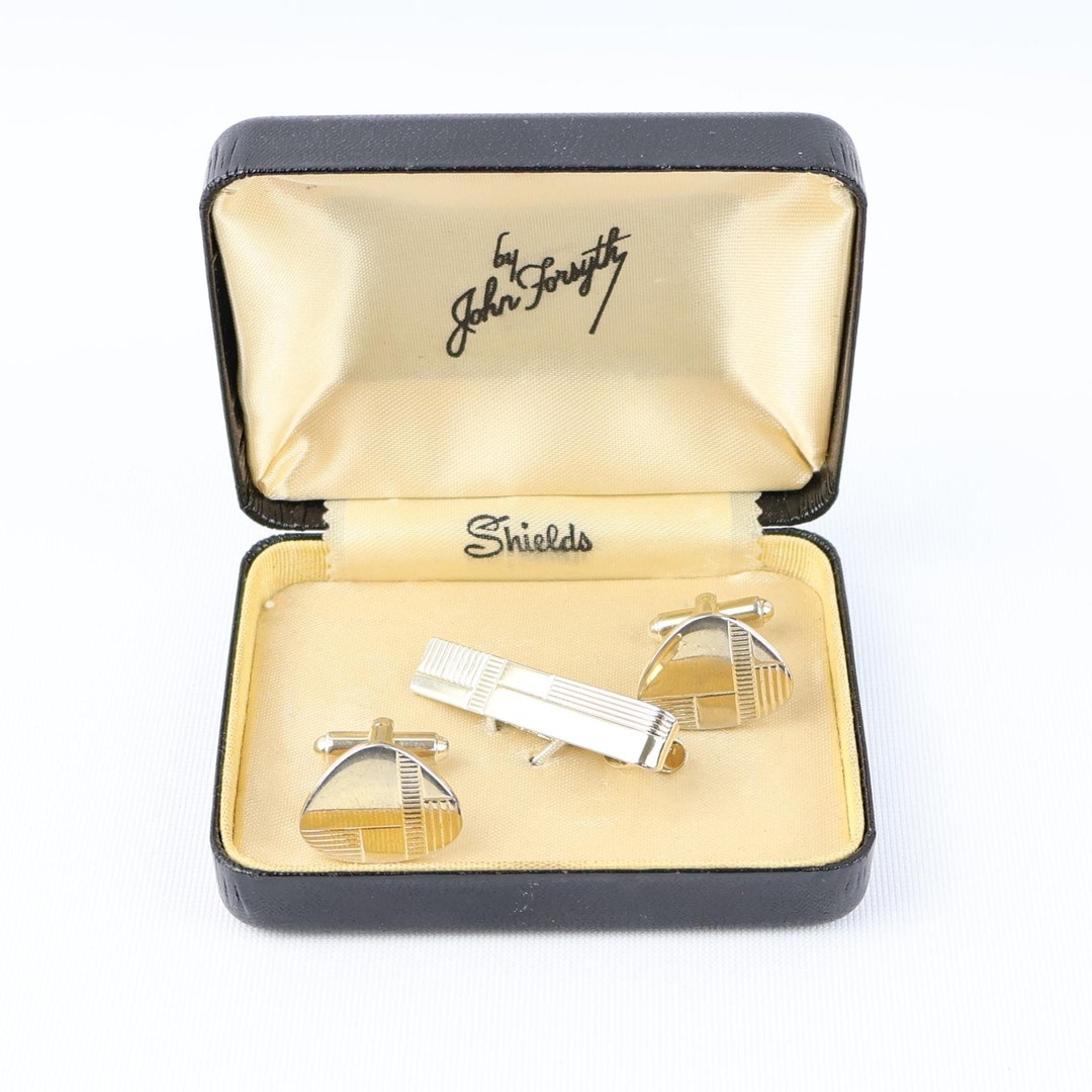 Vintage Cufflink Set by Shields, Cuff Links and Tie Clip Set, Tie Bar ...