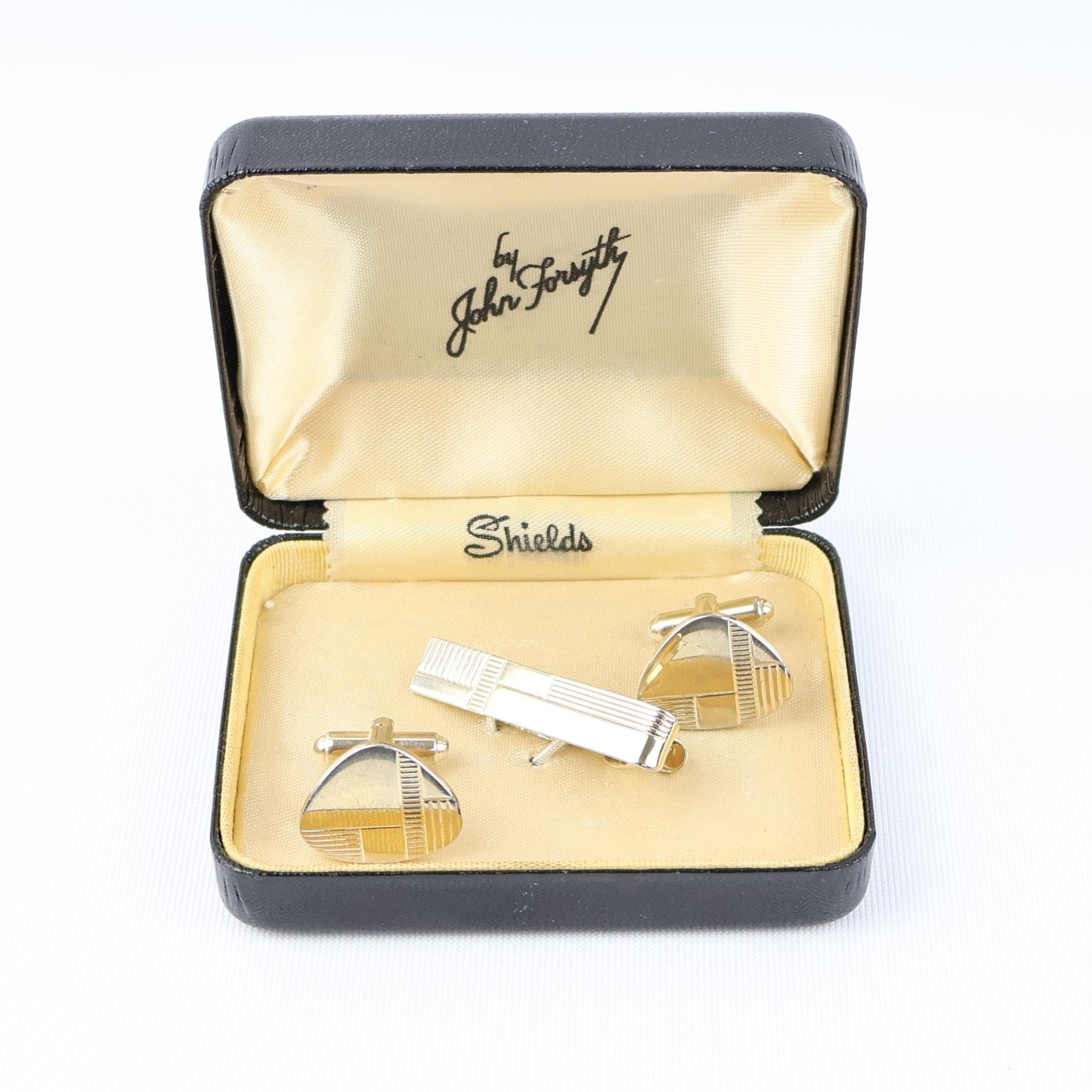 Vintage Cufflink Set by Shields, Cuff Links and Tie Clip Set, Tie Bar ...