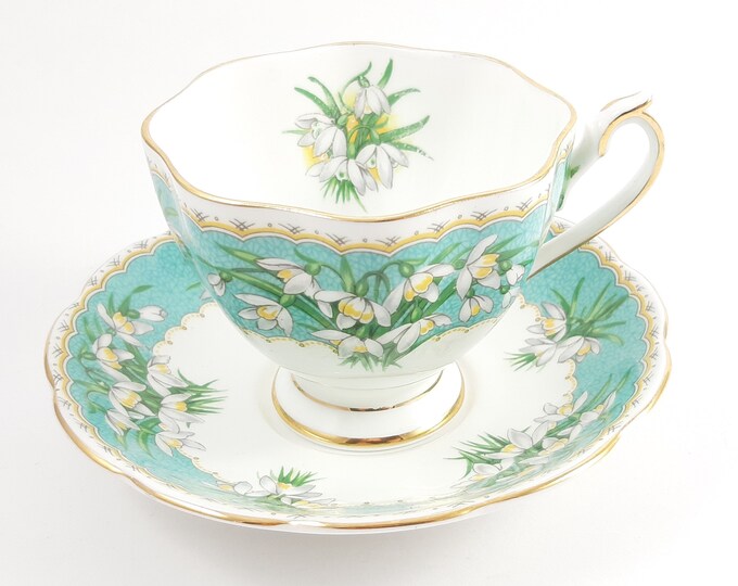Queen Anne Marilyn Tea Cup and Saucer Set With Snowdrop Flowers ...