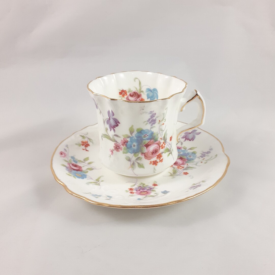 Hammersley Tea Cup and Saucer Set With Flowers, Vintage Bone China - Etsy