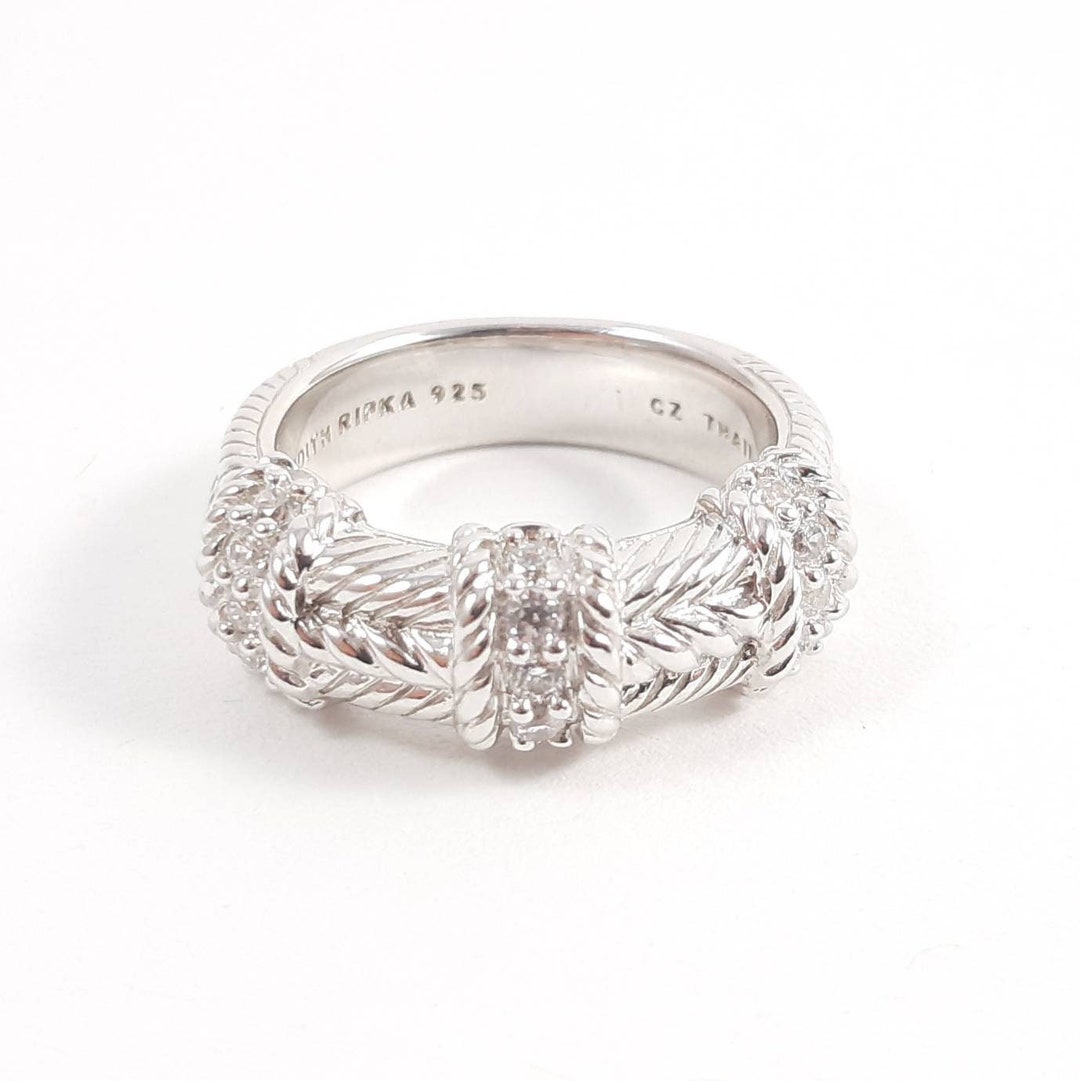 Judith Ripka Sterling Silver and Cubic Zirconia Ring, US Size 7 Ring ...