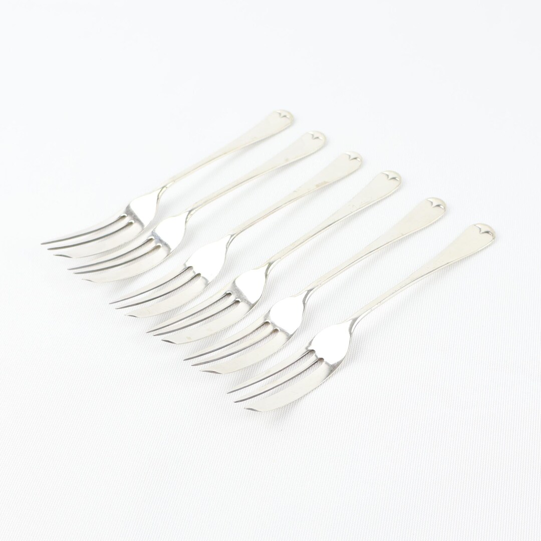 Set of 6 Cake Forks, Silver Plated Dessert Forks, Pastry Forks, Vintage ...