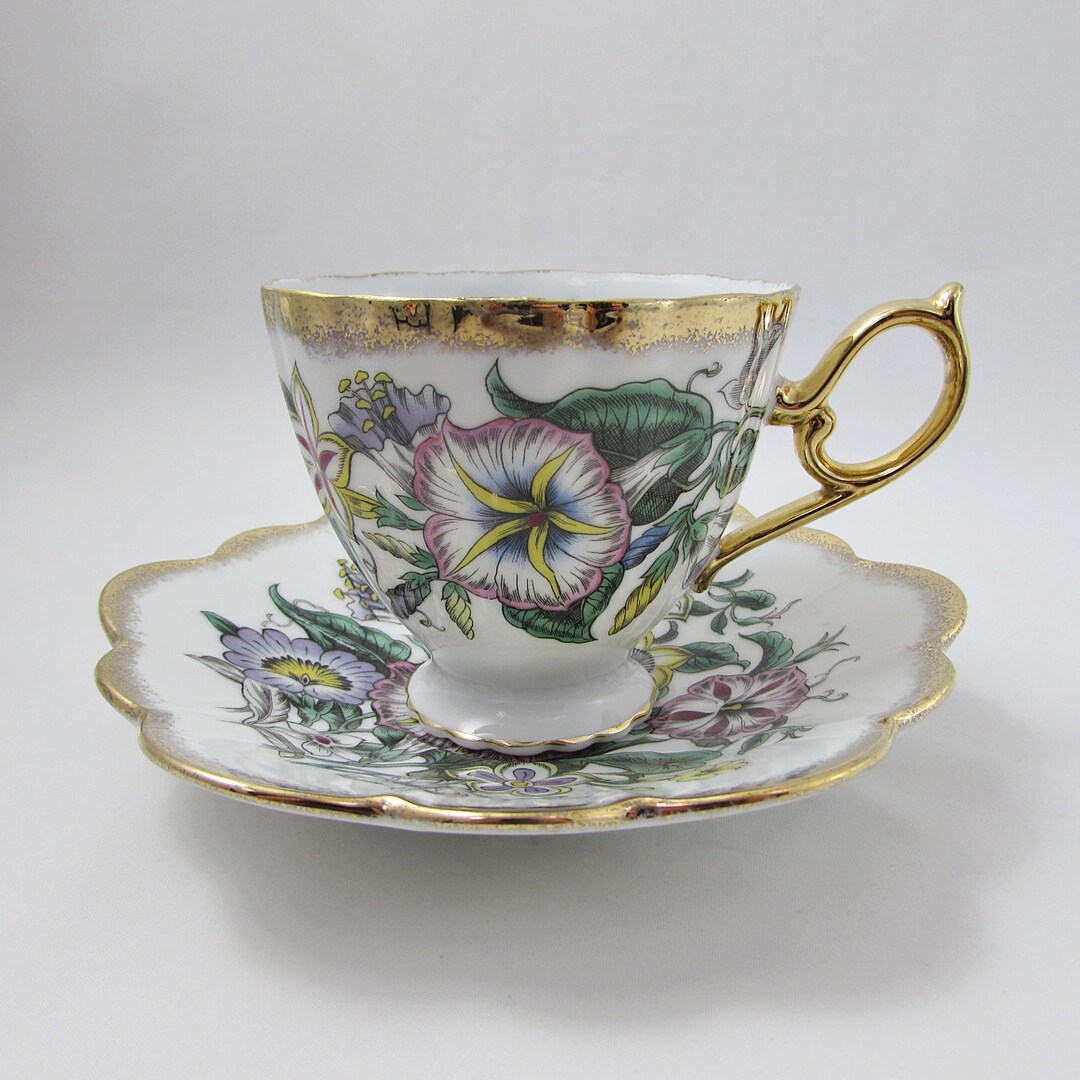 Japan Teacup and Saucer Set by Shafford With Flowers, Japanese Tea Cup ...