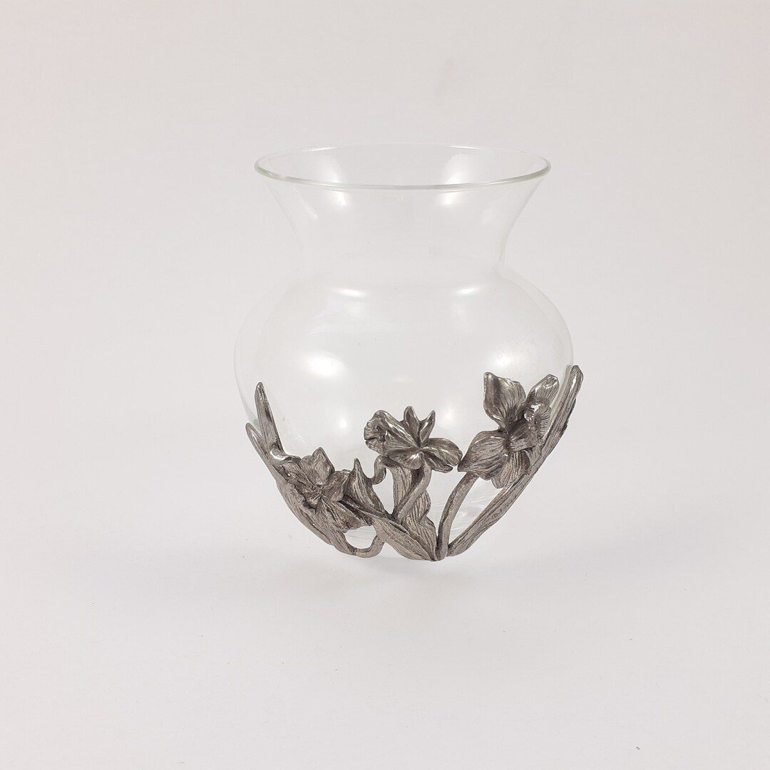 Bud Vase, Seagull Pewter Daffodil Flower Design, Vintage, 3 Inches Tall ...
