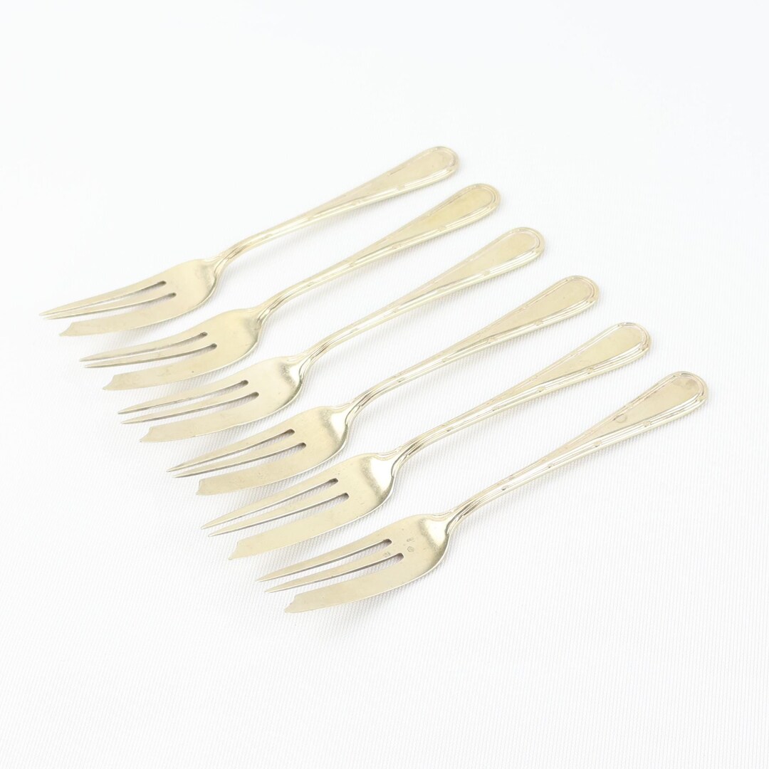 Set of 6 Cake Forks, Silver Plated Dessert Forks, Pastry Forks, Vintage ...
