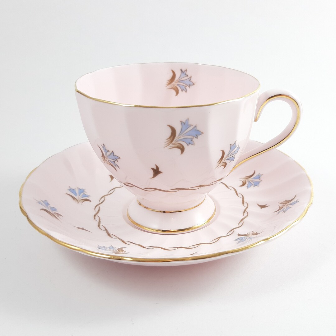 Tuscan Pink Tea Cup and Saucer Set, Florette Pattern, Vintage Bone ...