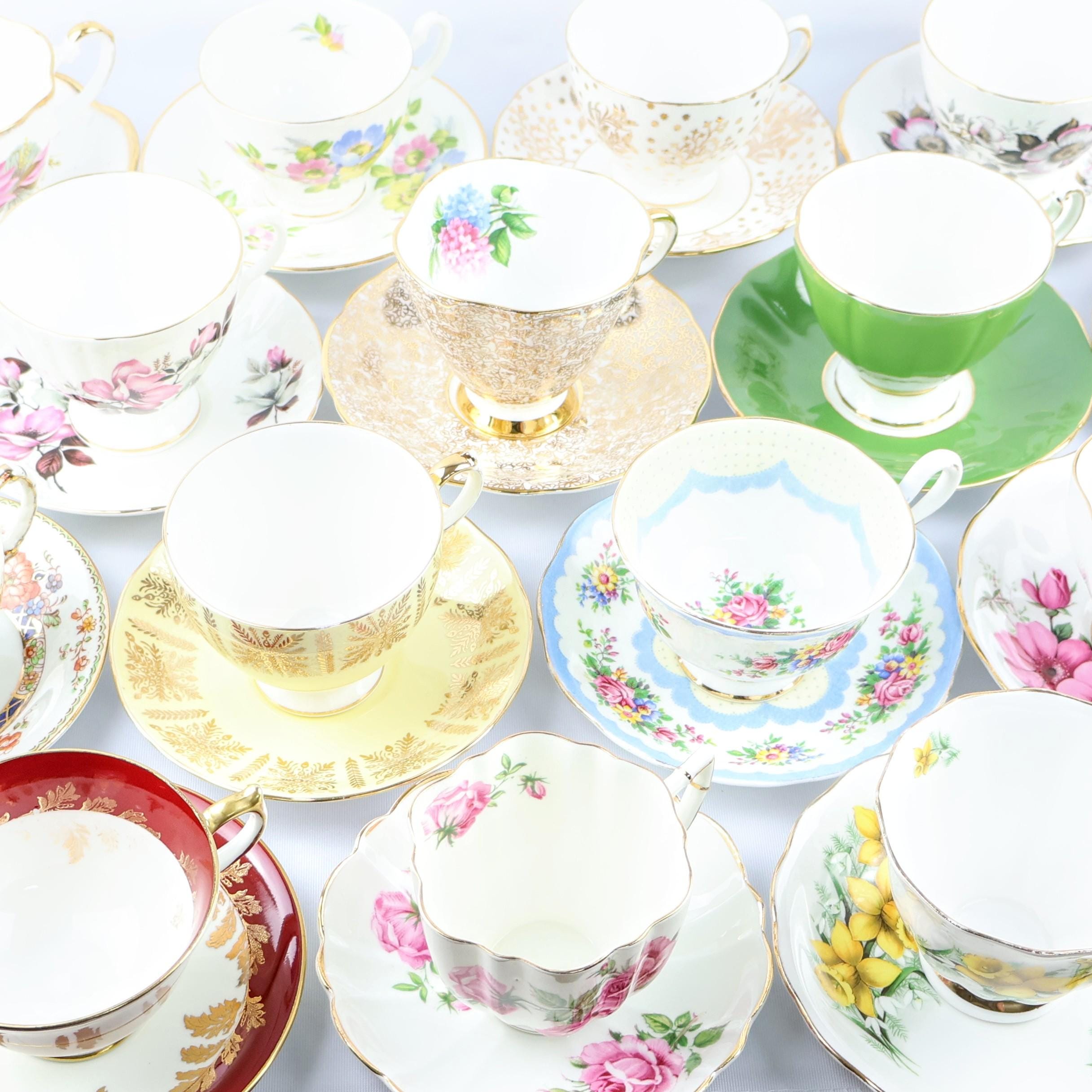 20 Vintage Tea Cups and Saucers, Teacups and Saucers Sets in Bulk for ...