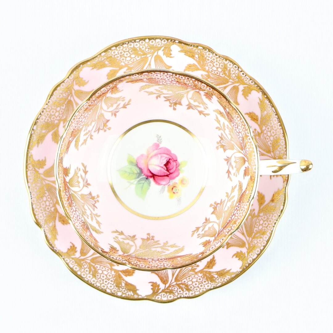 Paragon Pink Tea Cup and Saucer Set With Flower Bouquet and Gold Bell ...
