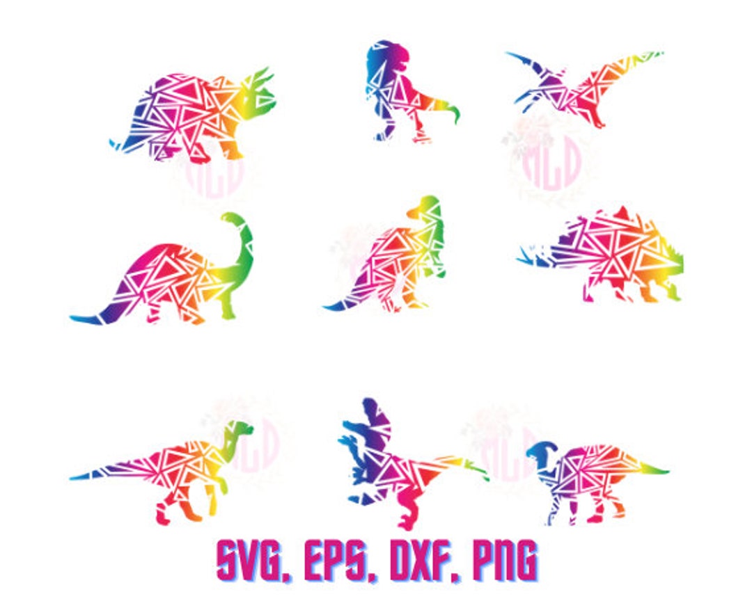 Geometric Dinosaurs SVG, Dinosaur Bundle, Dinosaurs Cut File, Dinosaur ...