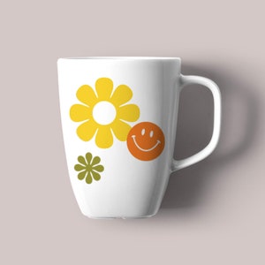 Groovy Retro 70s Flowers + Smiley Face PNG, SVG Vector Files for Cricut ...