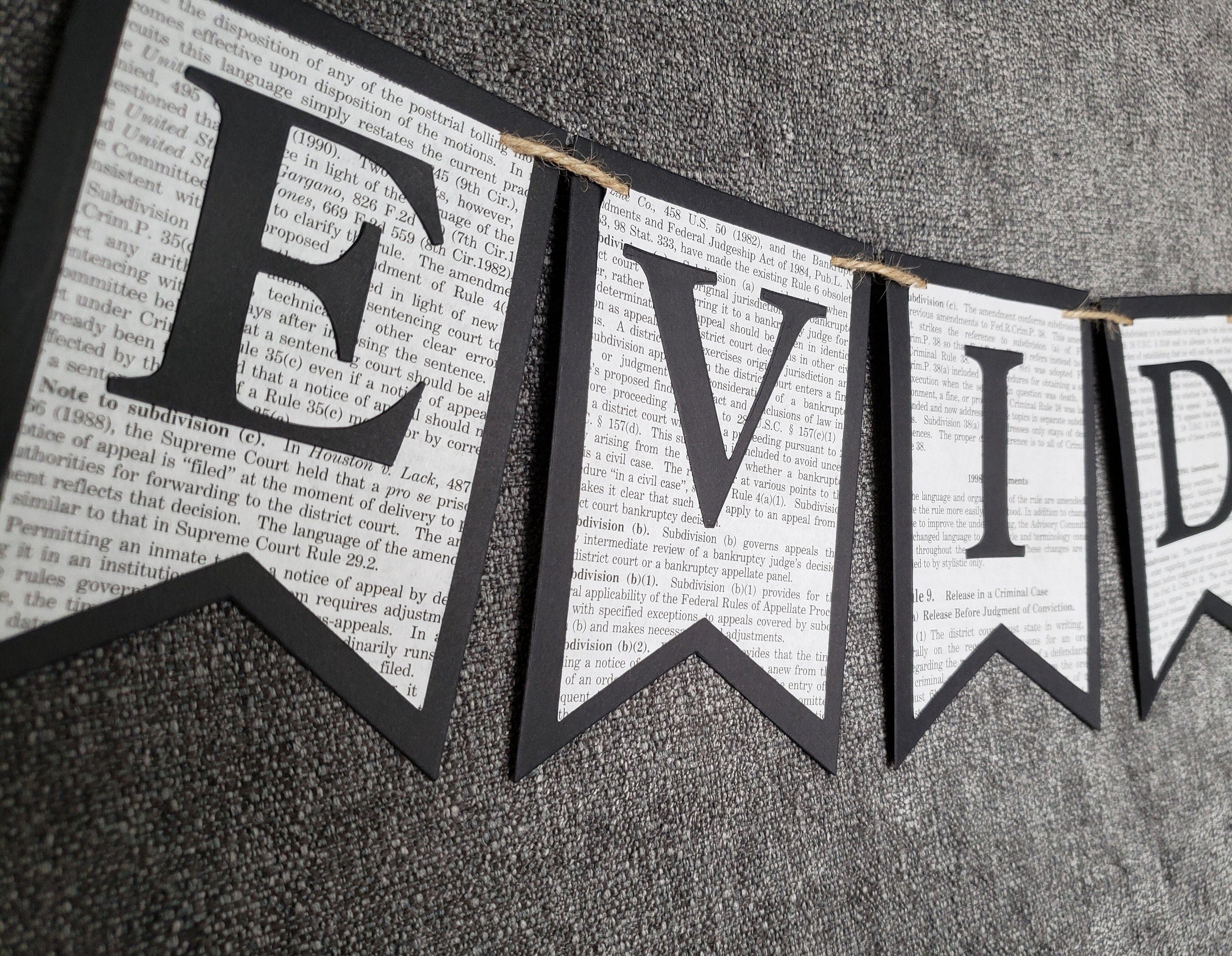 EVIDENCE Party Banner Bunting Made From Law Book Paper - Etsy
