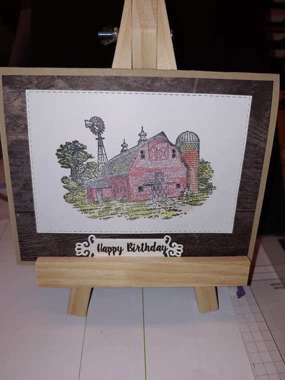Handmade Country Rustic Barn Birthday Card Watercolor | Etsy