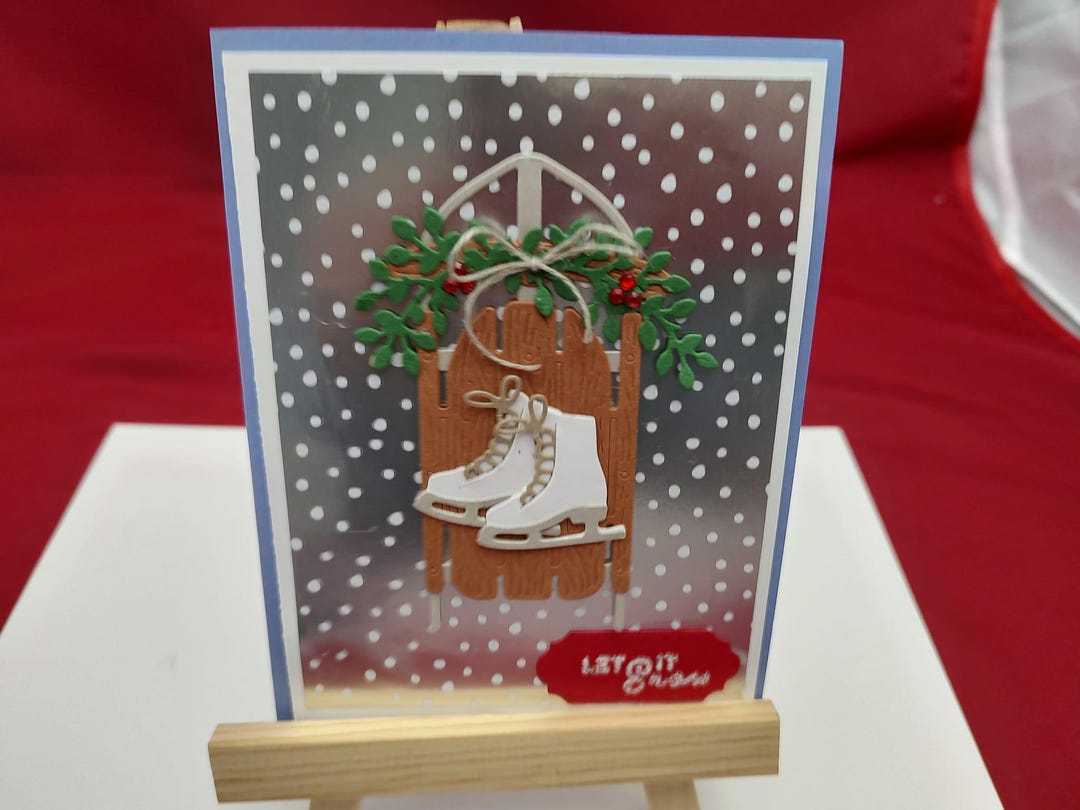 Beautiful Winter Ice Skate Card Handmade - Etsy