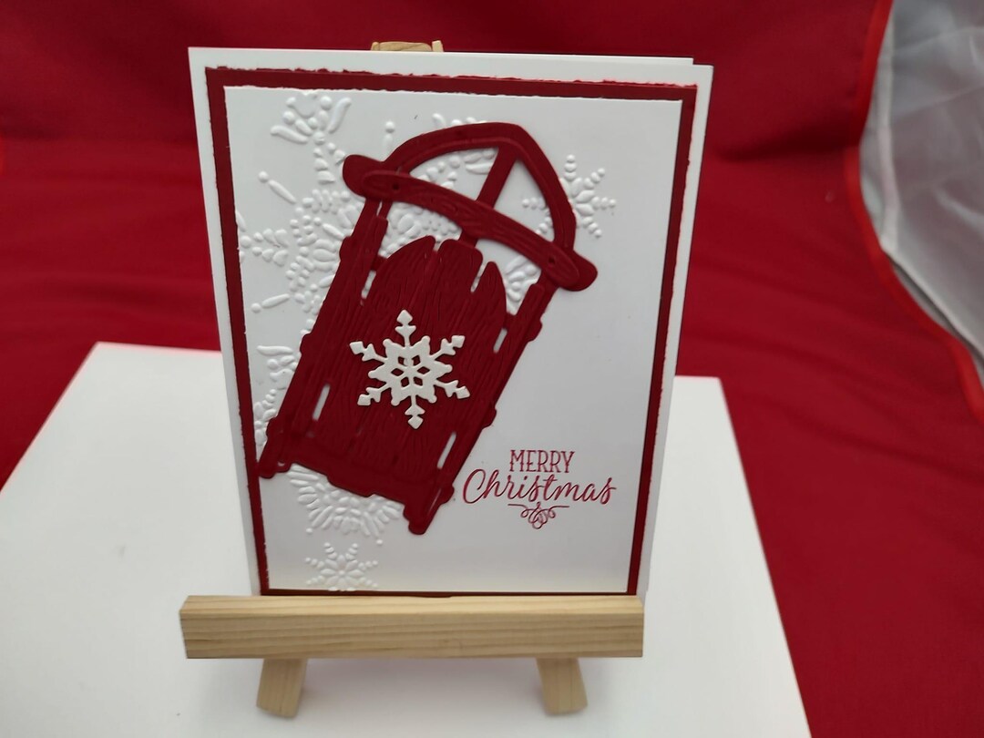 Beautiful Sled Christmas Card Handmade - Etsy