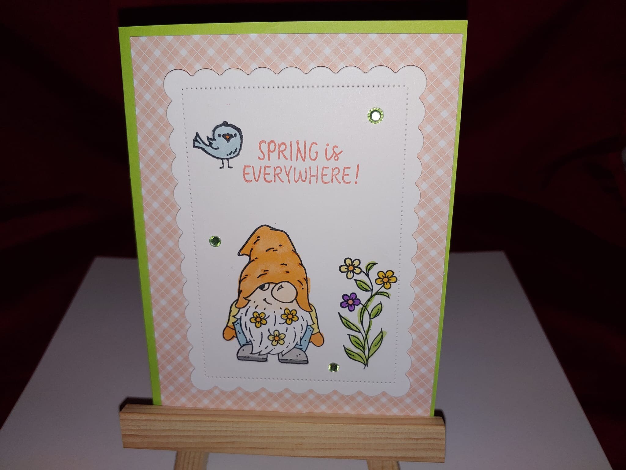 Gnome Thinking of You Card - Adorable Handmade Spring Theme - Etsy