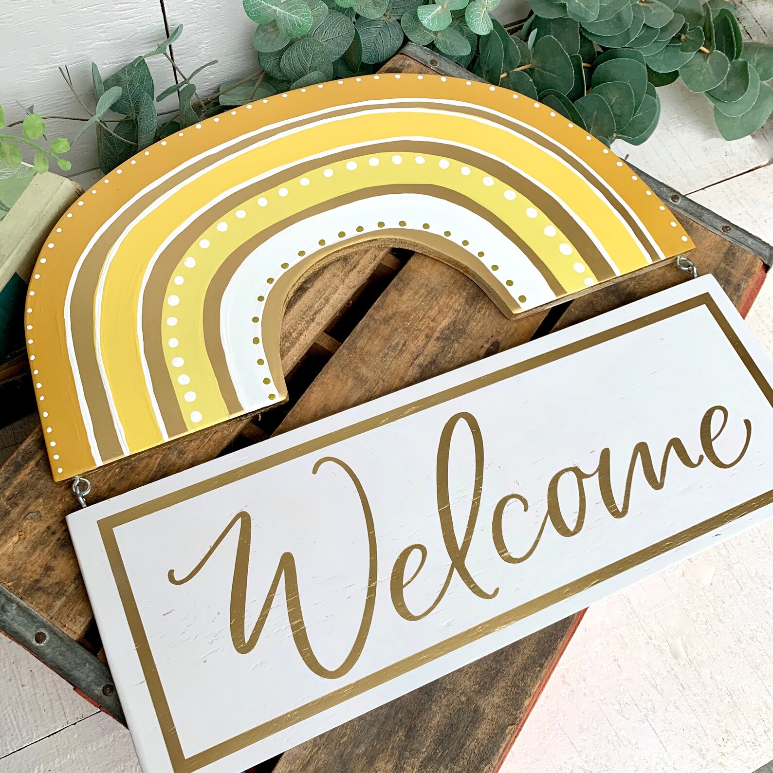 Welcome Sign Rainbow Welcome Sign Wood Rainbow Sign | Etsy