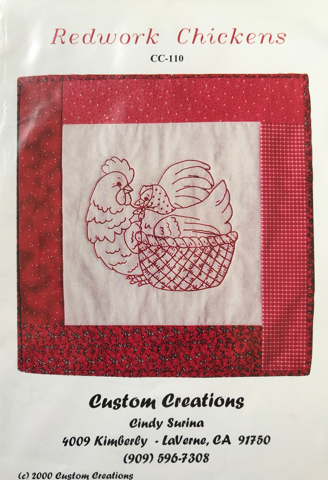 Redwork Chickens Pattern #CC-110 by Custom Creations - Etsy