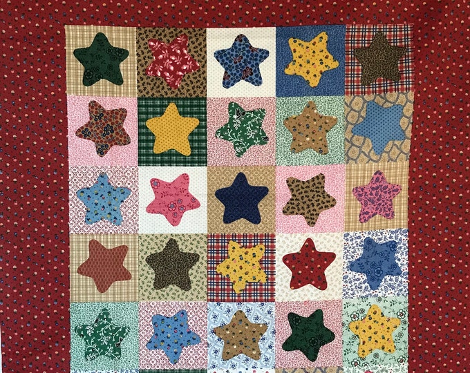 Vintage Cheater Quilt Fabric Panel Magic Little Stars Doll Quilt Henry ...