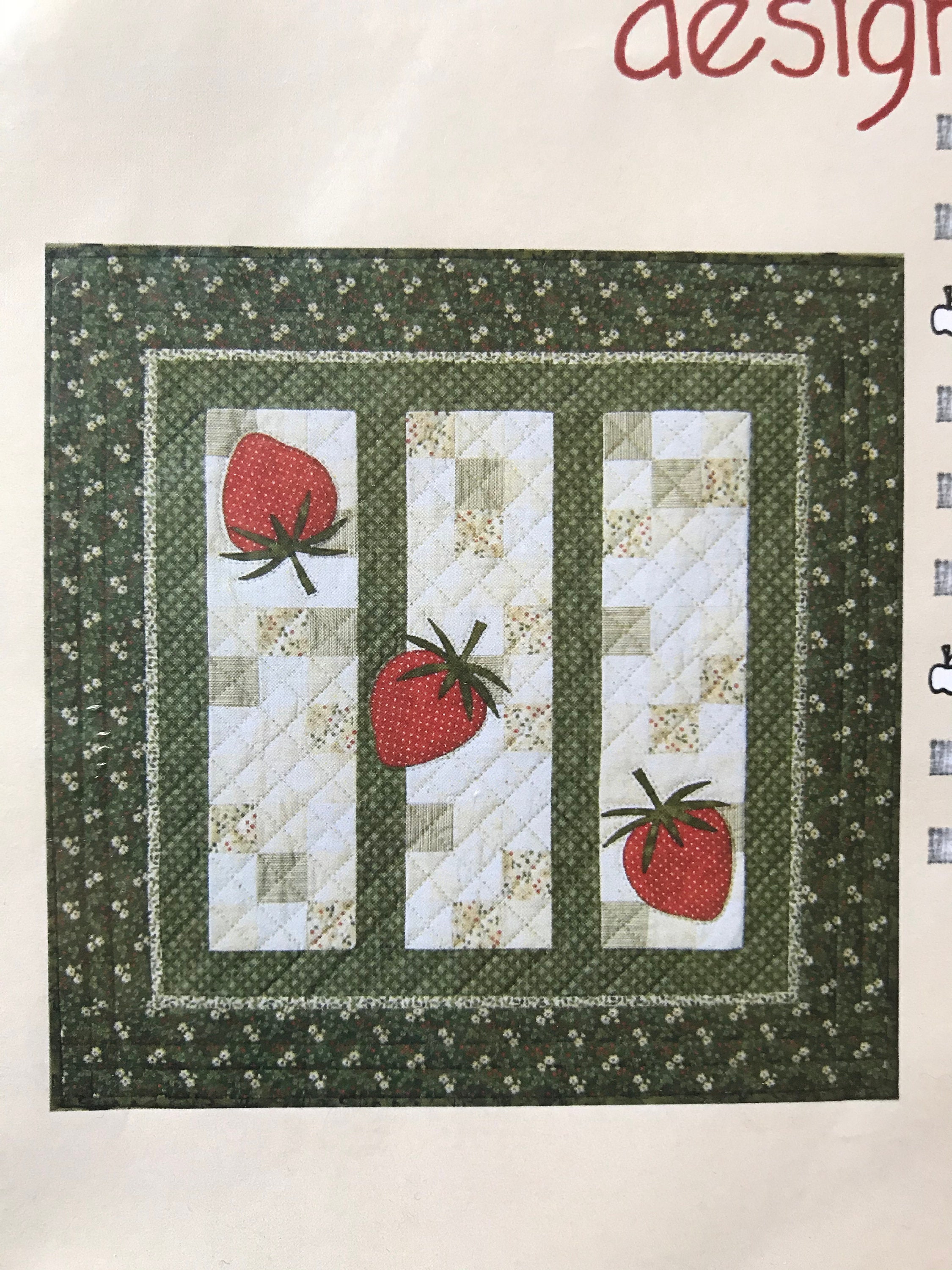 Strawberries & Cream Applique Wall Quilt Pattern - Etsy