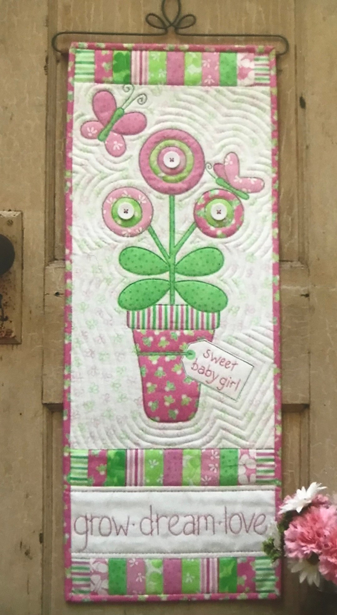 Quilt Banner Applique Baby Banner Quilt Series Pattern Grow-dream-love ...