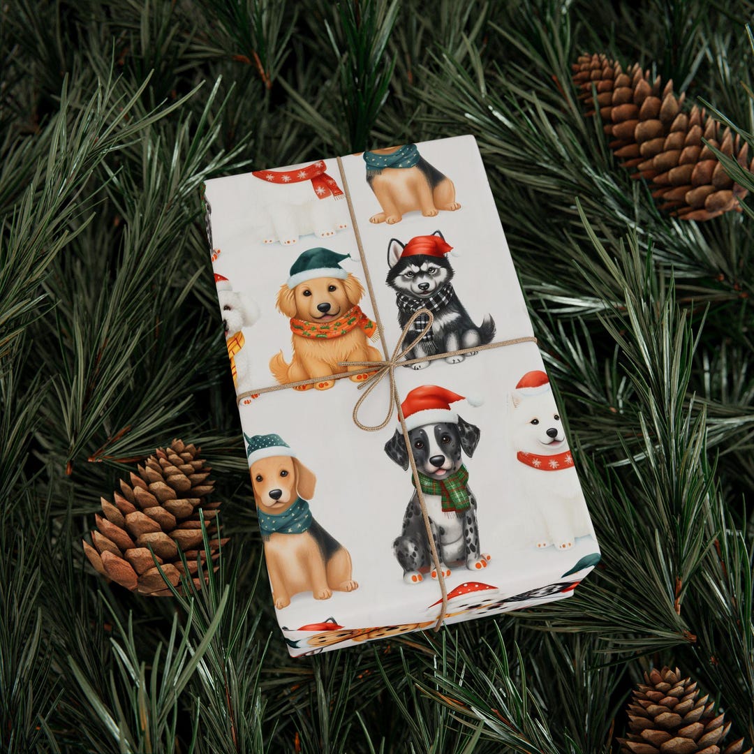 Christmas Dogs Wrapping Paper - Etsy