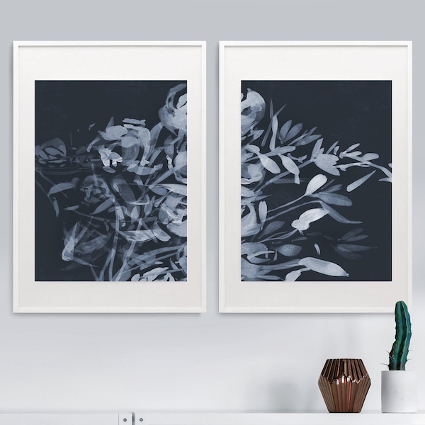 Navy Floral Print - Etsy