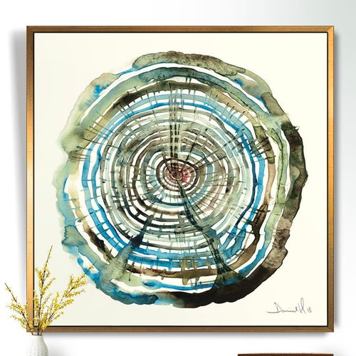 Oak Tree Rings Large Wall Art Watercolour Print Log Wall - Etsy