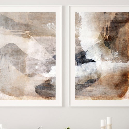 Modern Textured Abstract Set of 2 Prints Neutral Art Print - Etsy