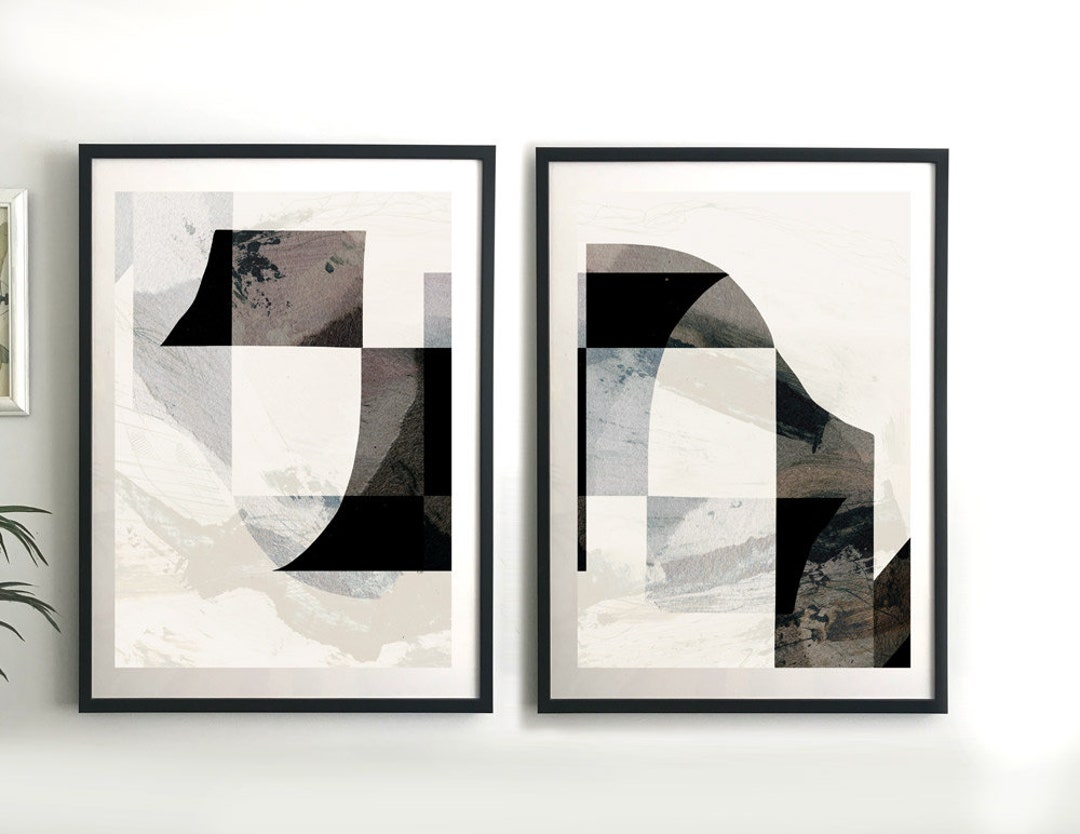 Abstract Print Set, Set of 2 Prints, Abstract Art Print, Large Wall Art ...