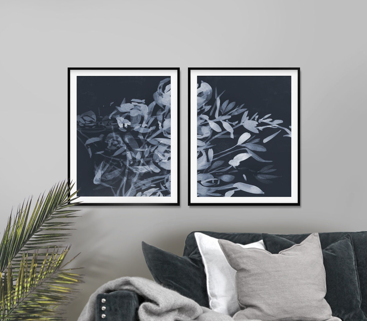 Set of 2 Prints Abstract Art Prints Floral Art Print Set | Etsy