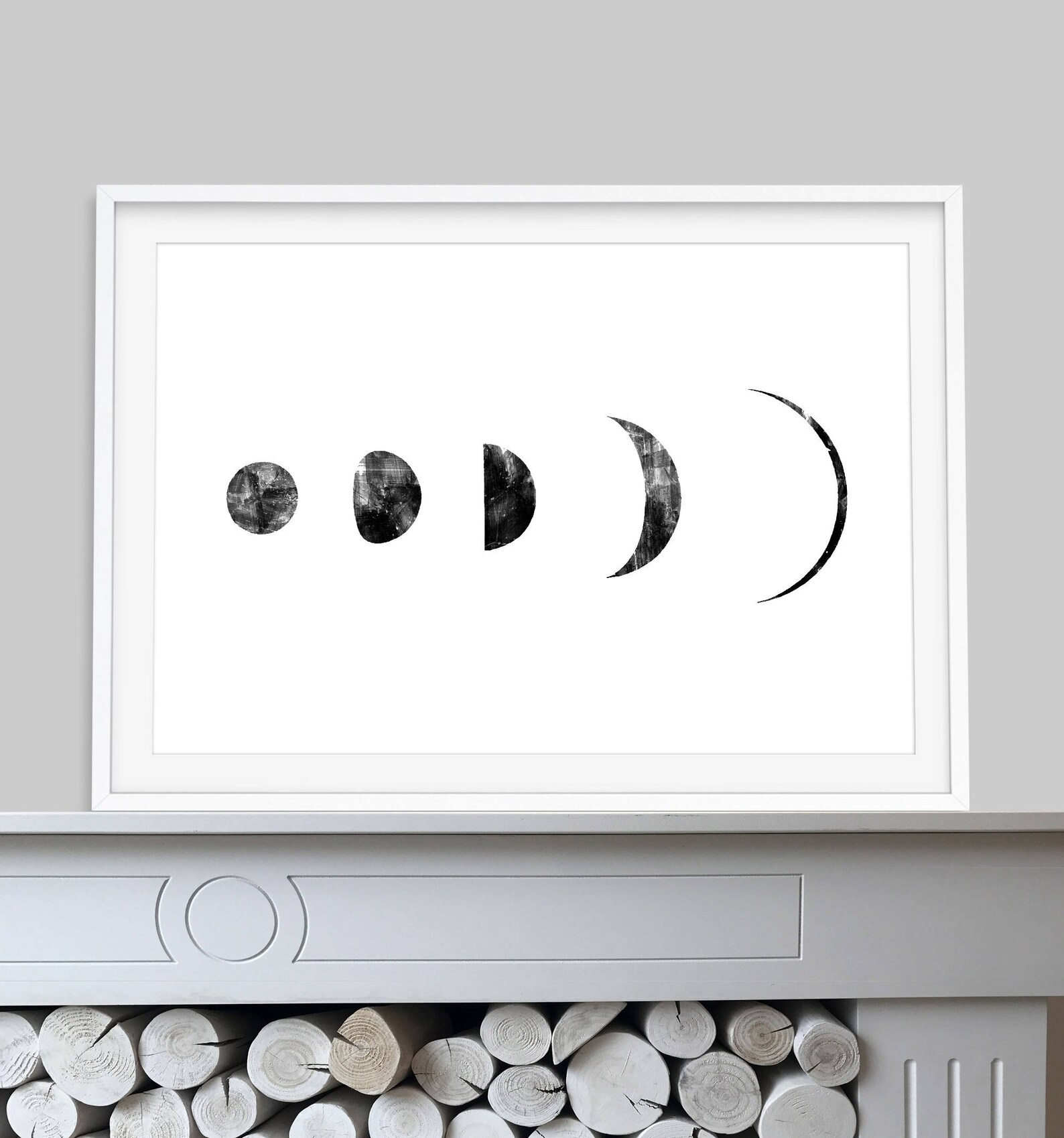 Moon Phase Print Printable Art 24x36 Painting Lunar Moon | Etsy