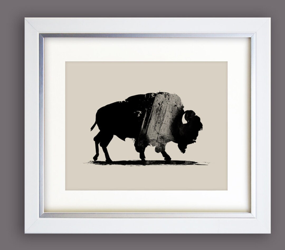 Buffalo Print, Bison Wall Art, Ink Painting on Paper, Buffalo Painting ...