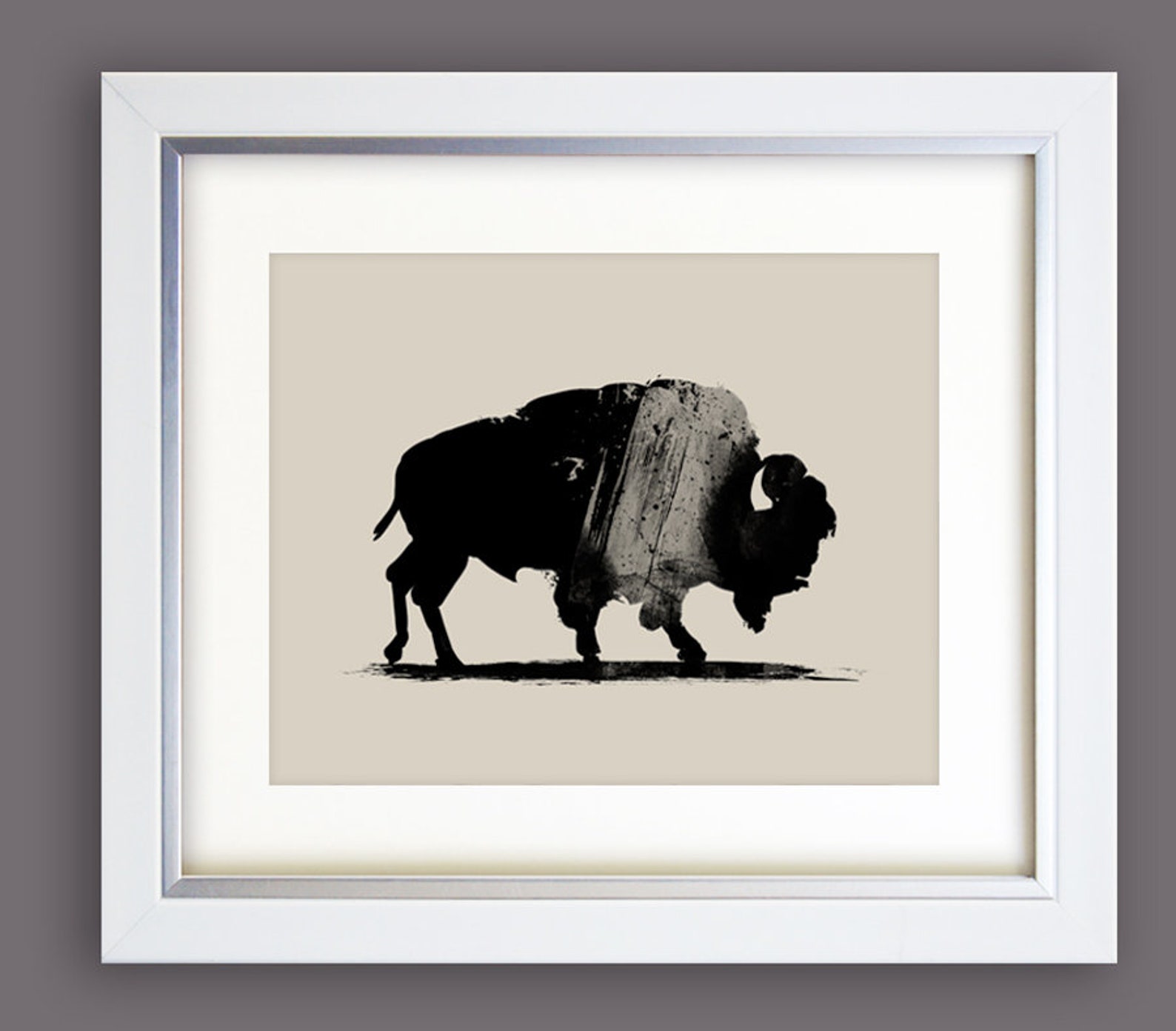 Buffalo Print Bison Wall Art Ink Painting on Paper Buffalo | Etsy