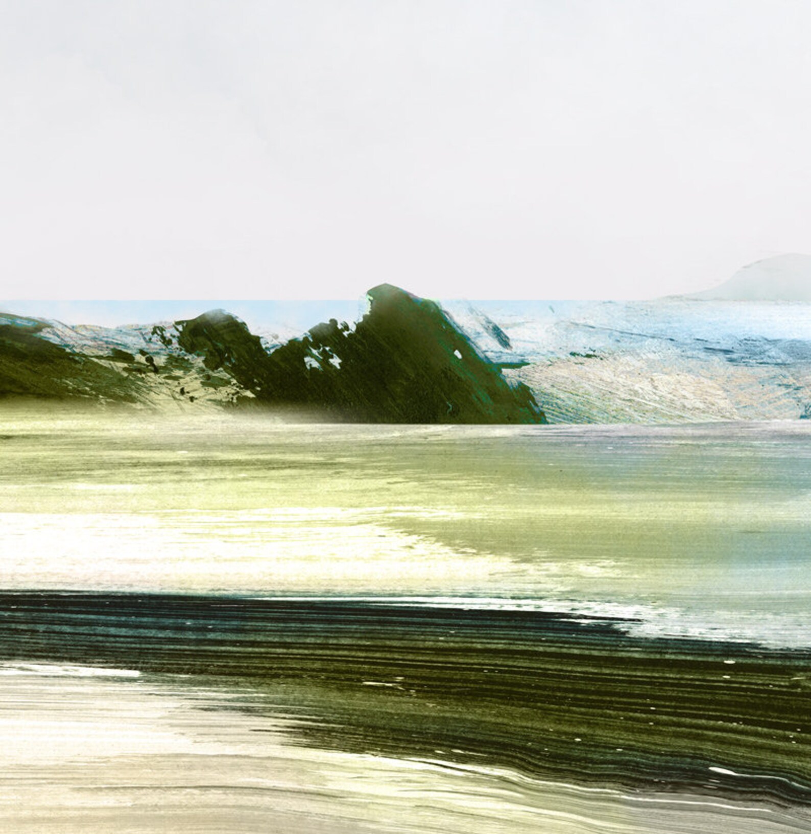 Abstract Beach Landscape Painting: Large Printable Ocean Art (digital ...