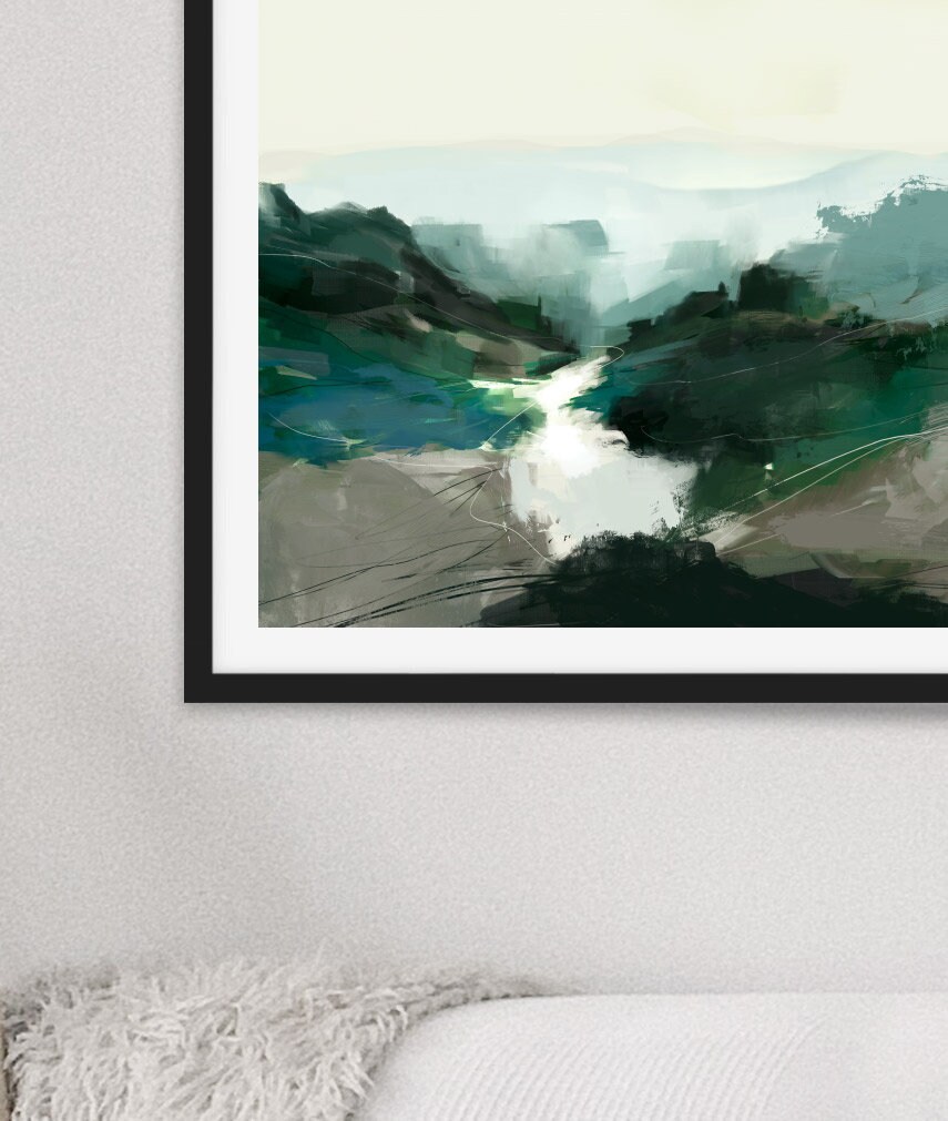 Abstract Art Print Set Set of 3 Prints Green Wall Art | Etsy