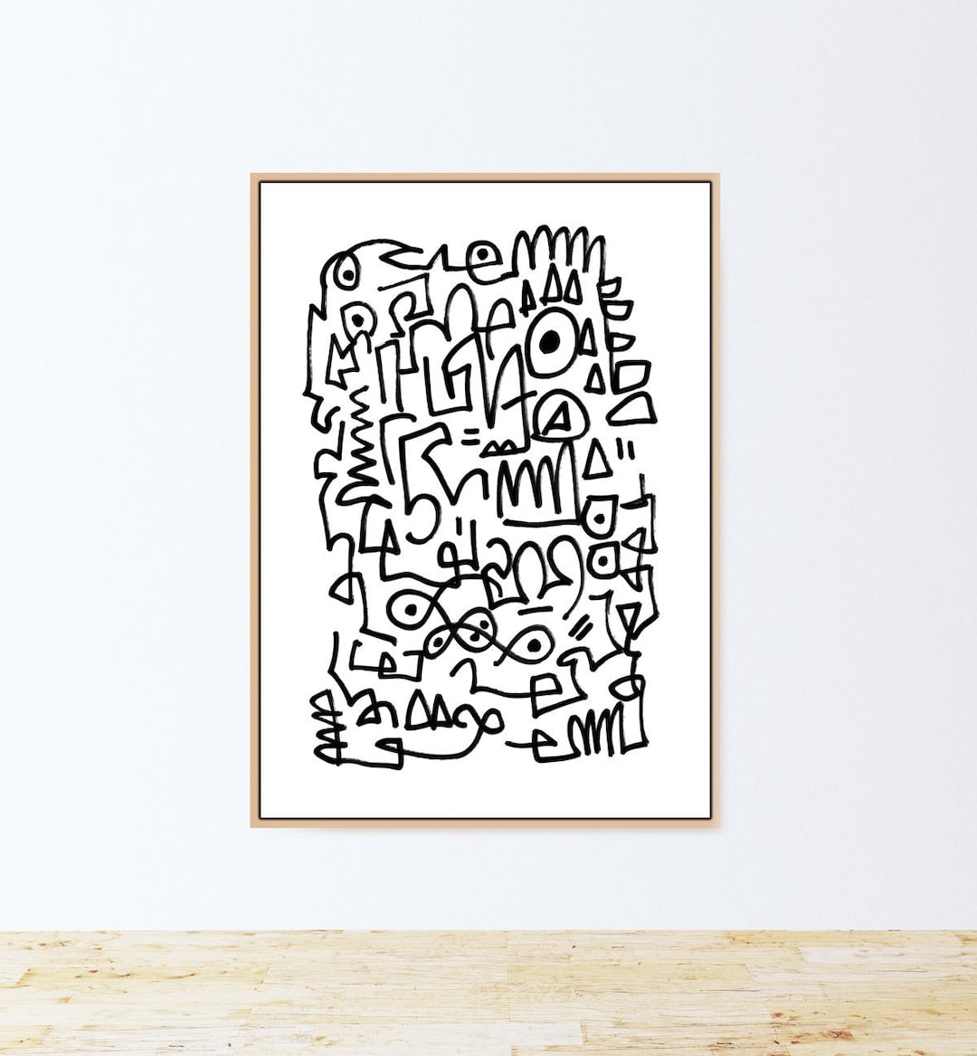 Large Abstract, Line Art, Printable Art, Large Art Prints, 50x70 Black ...