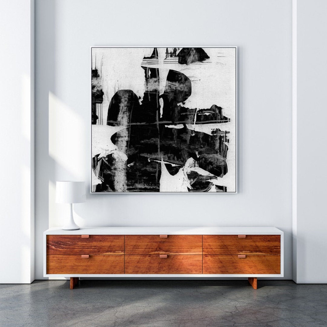 Large Abstract Printable Art, Black and White Minimal, Square Prints ...