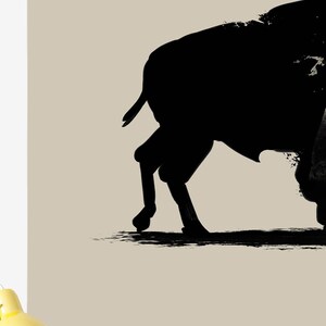 Buffalo Print, Bison Wall Art, Ink Painting on Paper, Buffalo Painting ...