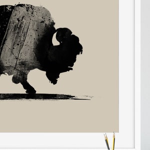 Buffalo Print, Bison Wall Art, Ink Painting on Paper, Buffalo Painting ...