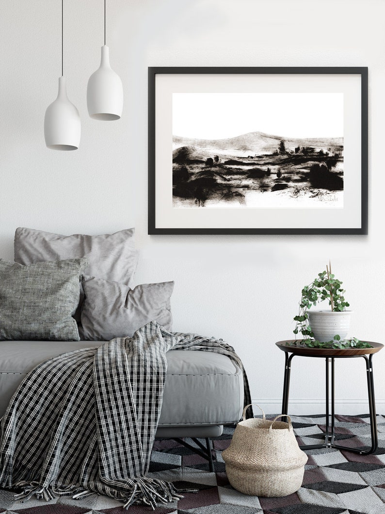 Abstract Landscape Painting Large Landscape Art Black and - Etsy