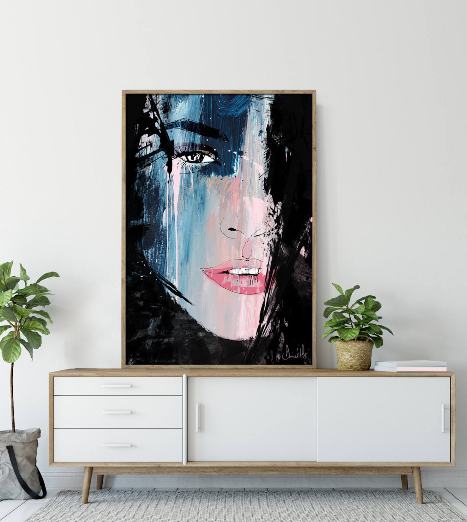 Abstract Painting Large Abstract Art Woman Print Pink and | Etsy