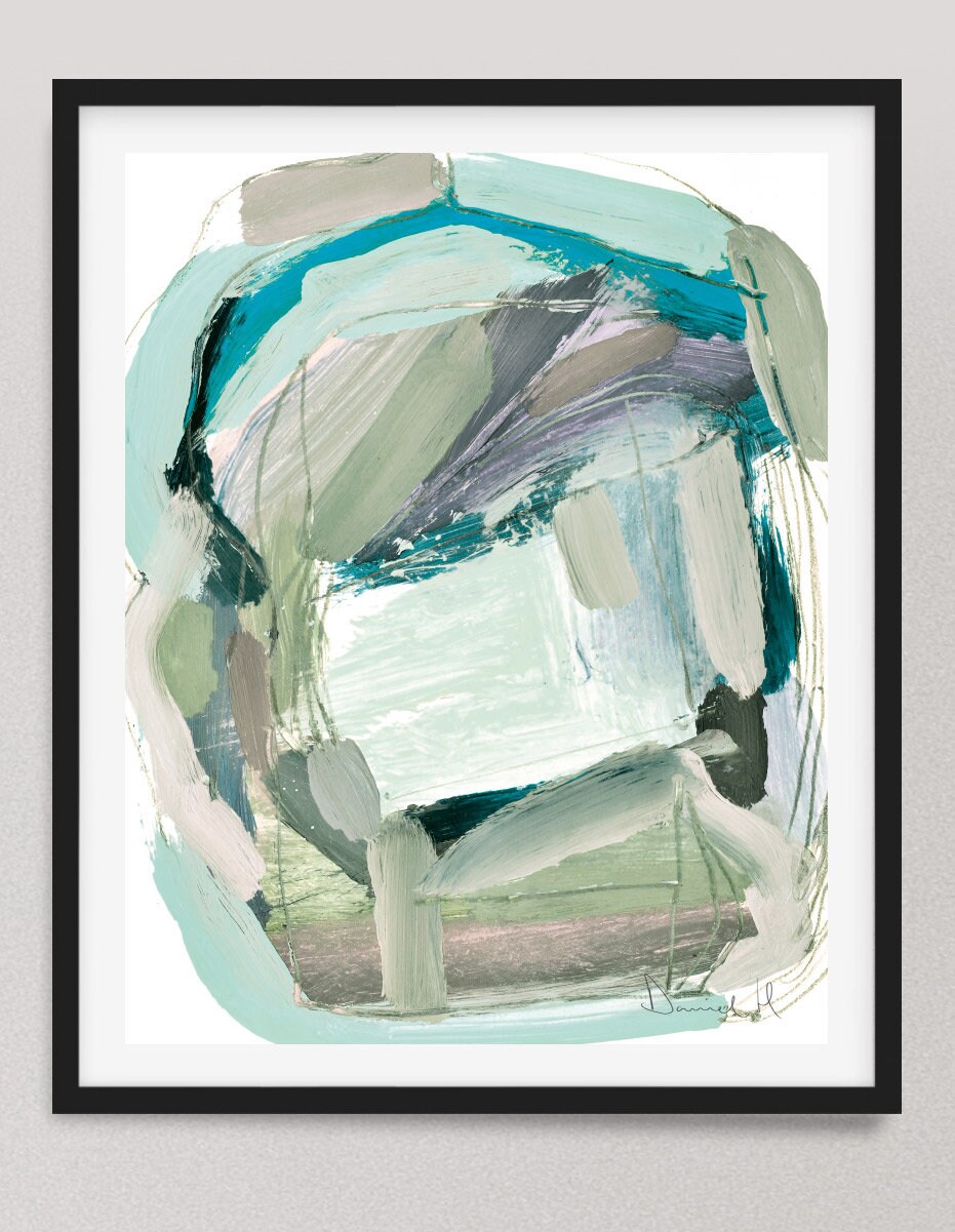 Abstract Art Print Set Set of 3 Prints Green Wall Art | Etsy