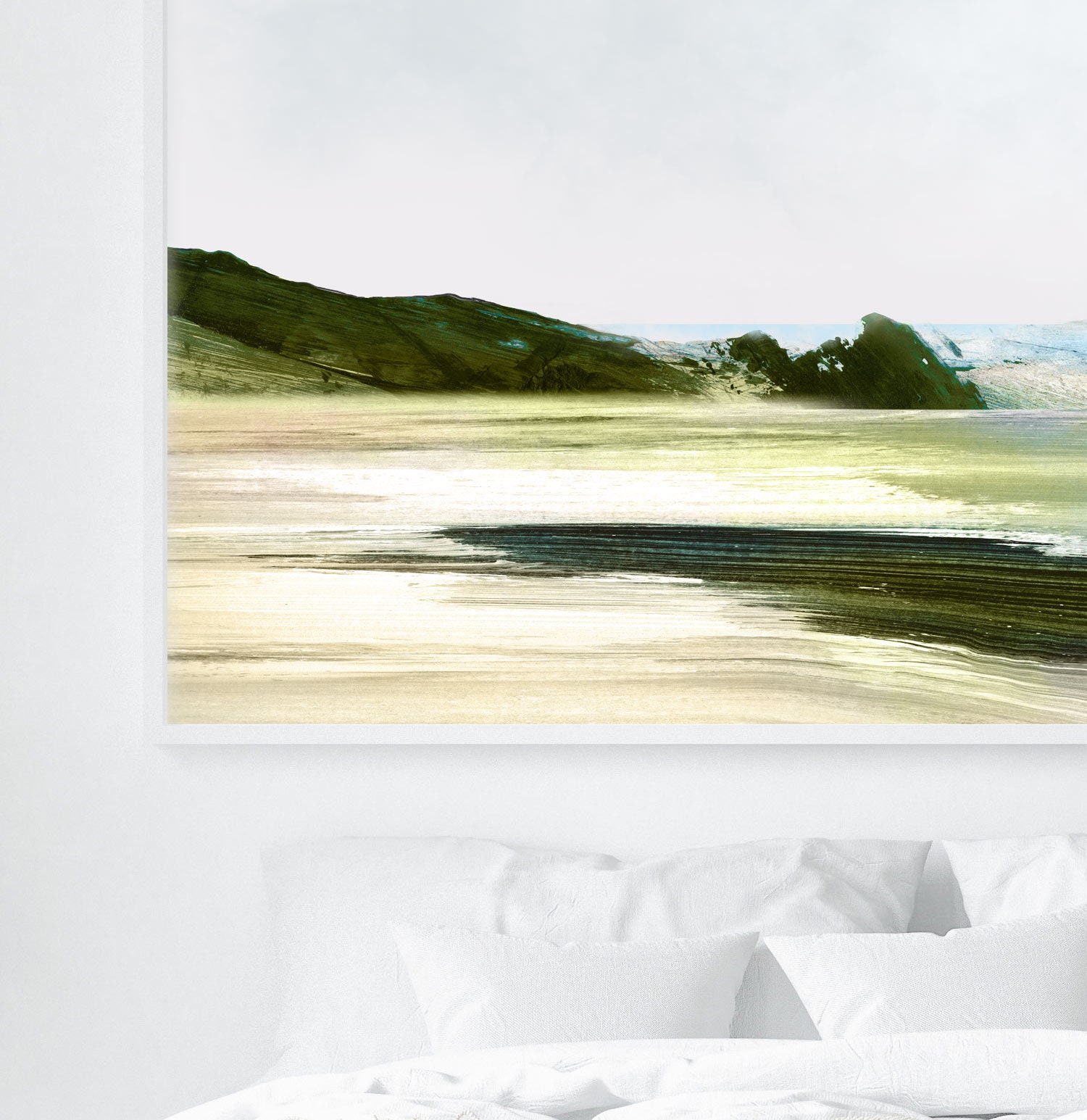 Abstract Beach Landscape Painting: Large Printable Ocean Art (digital ...