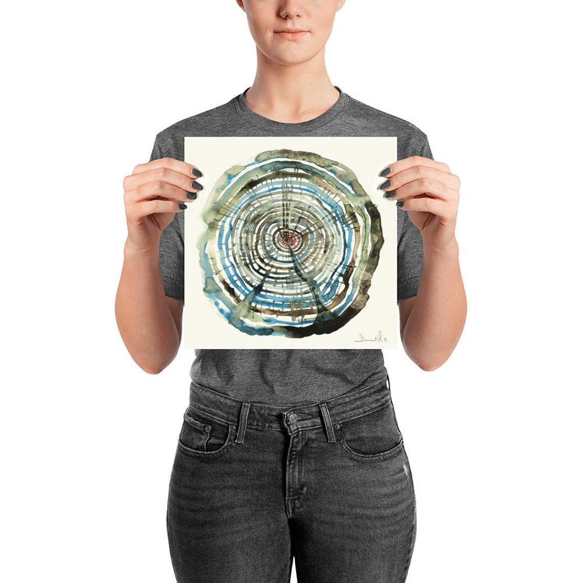 Oak Tree Rings Large Wall Art Watercolour Print Log Wall - Etsy